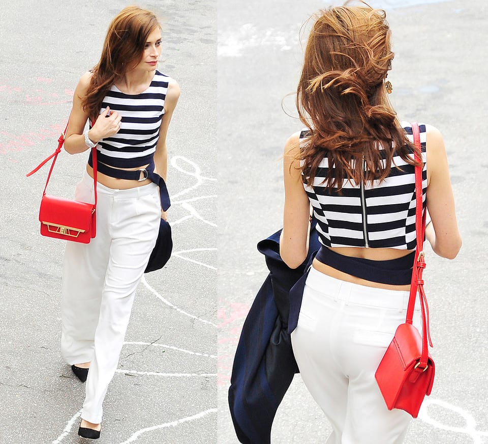 A Pop Of Red Color Statement Bag Fashion Inspiration