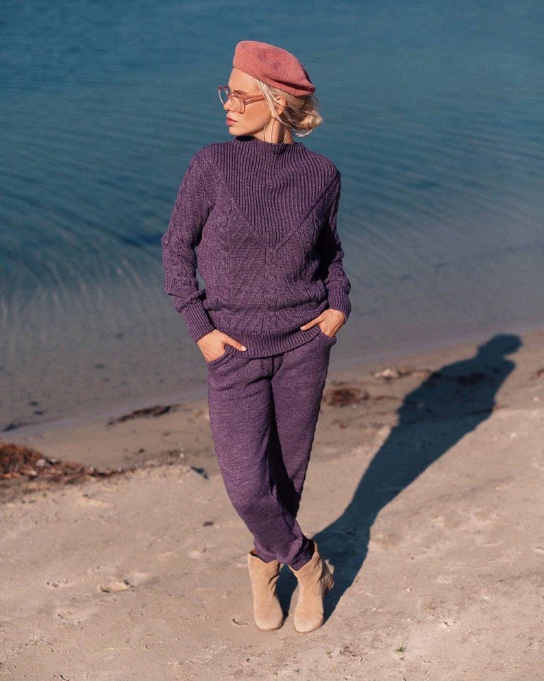 Cold Weather Knit Two-Piece Jogger Style Set