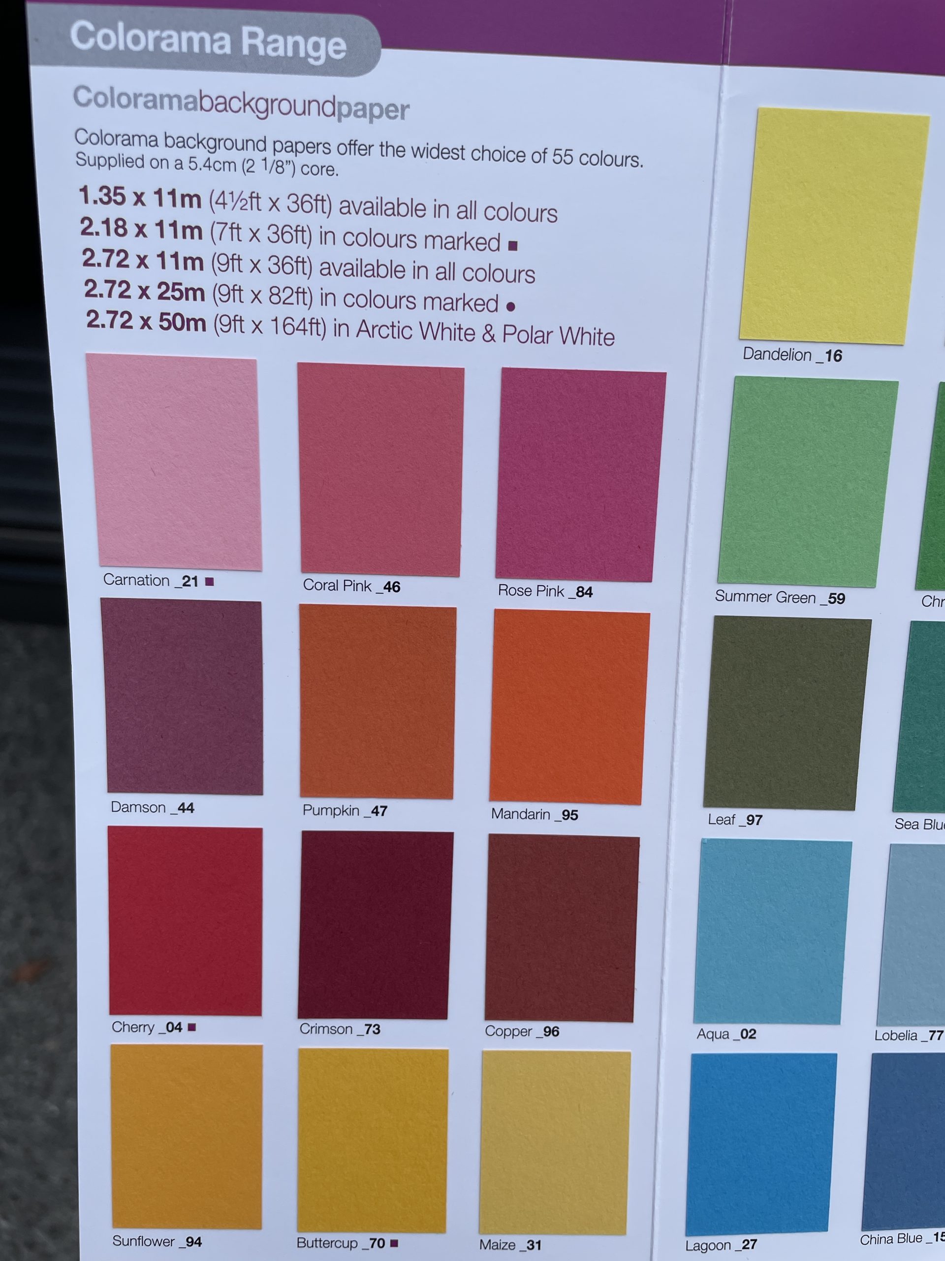 Colorama Paper Backdrops for Studio Backgrounds ( Malaysia )